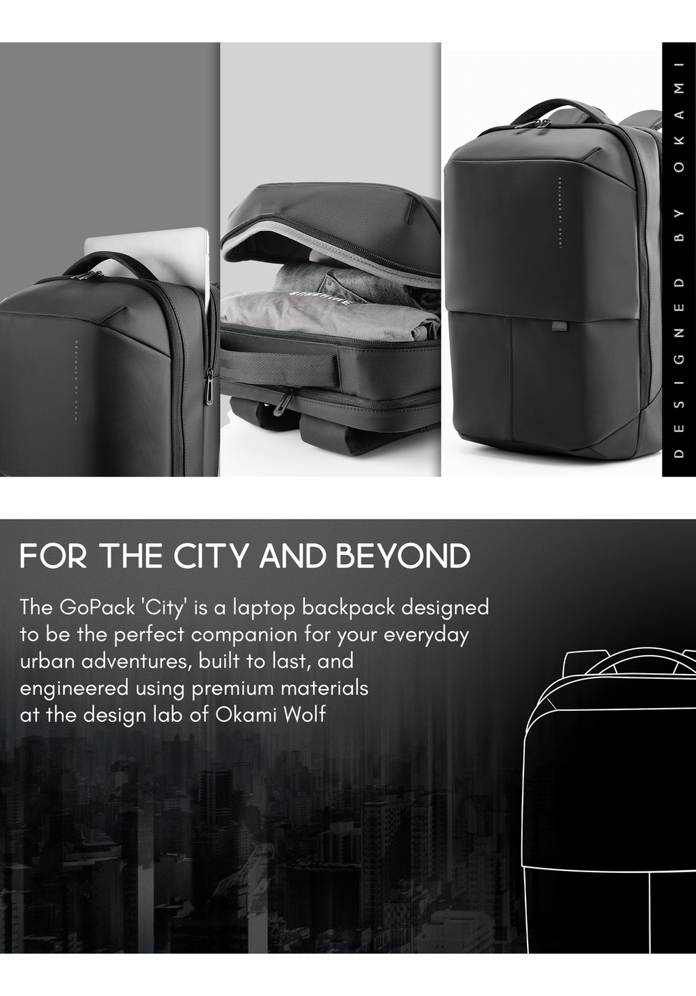 GoPack 'City' USB Laptop Backpack with USB Fast-Charging